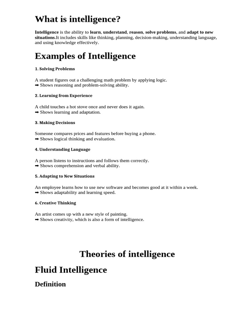 Intelligence Lecture (1) | PDF | Intelligence | Thought