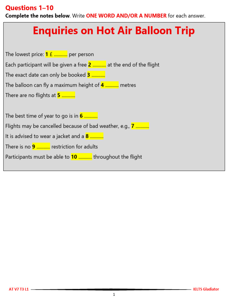 At V7 T3 L1 Hot Air Balloon Page 1 | PDF