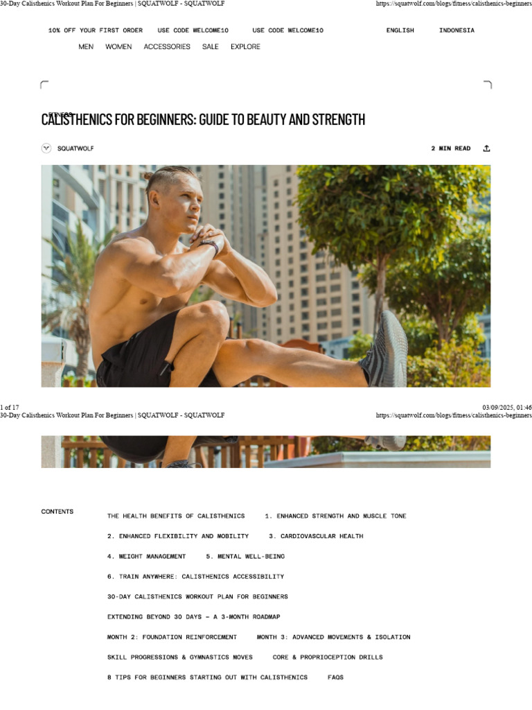 30-Day Calisthenics Workout Plan For Beginners - SQUATWOLF - SQUATWOLF ...
