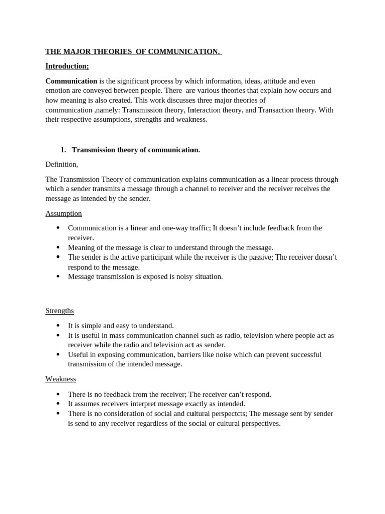 The Major Theories of Communication | PDF