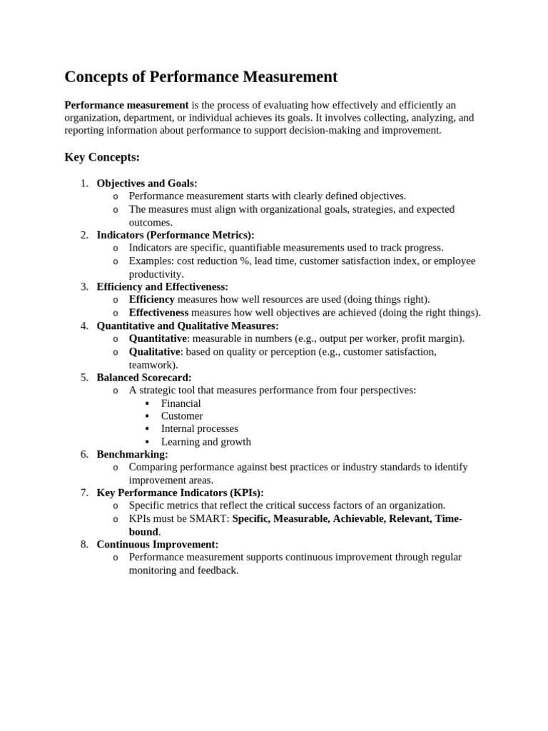 Concepts of Performance Measurement | PDF | Performance Indicator ...