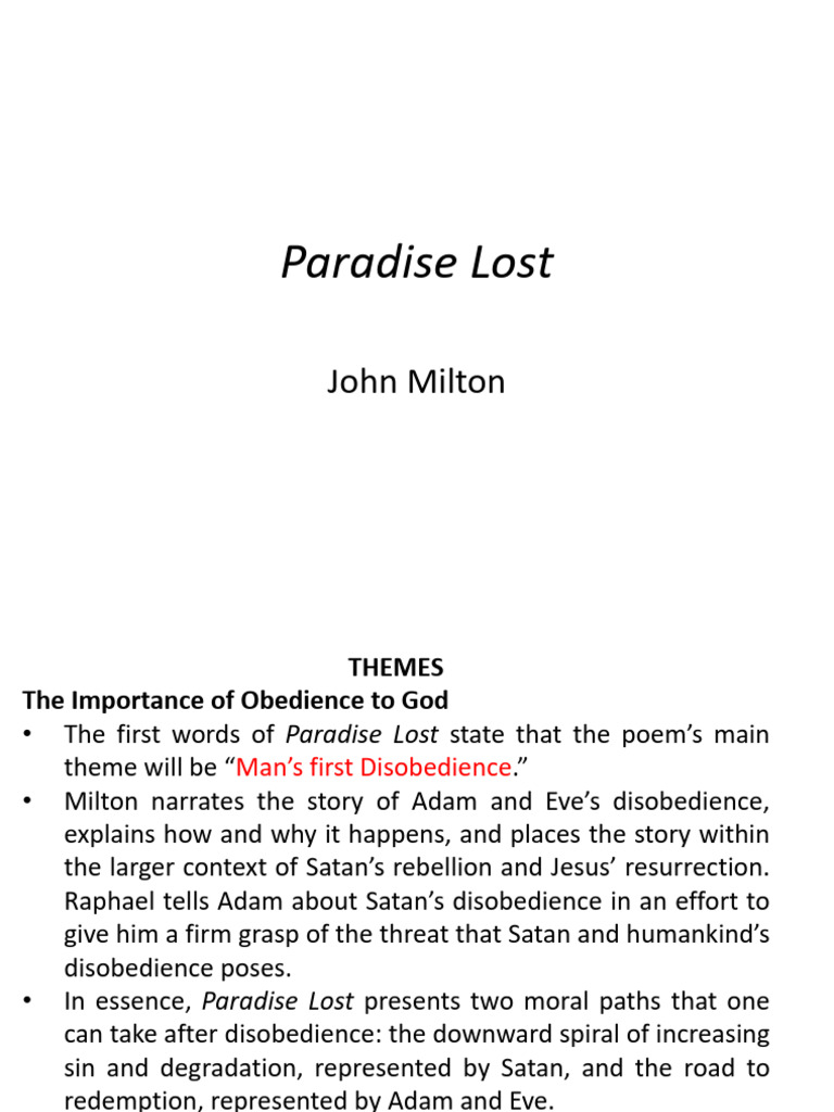 Paradise Lost, Summary, Themes Etc. | PDF | Paradise Lost | Satan
