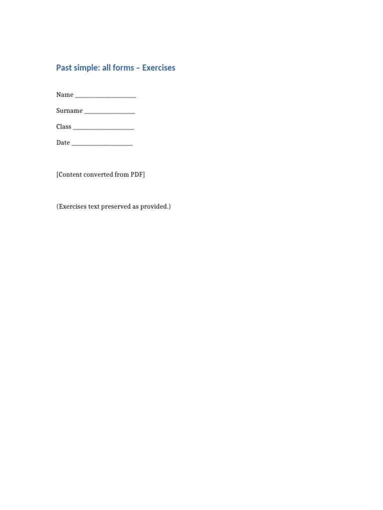 Past Simple All Forms | PDF