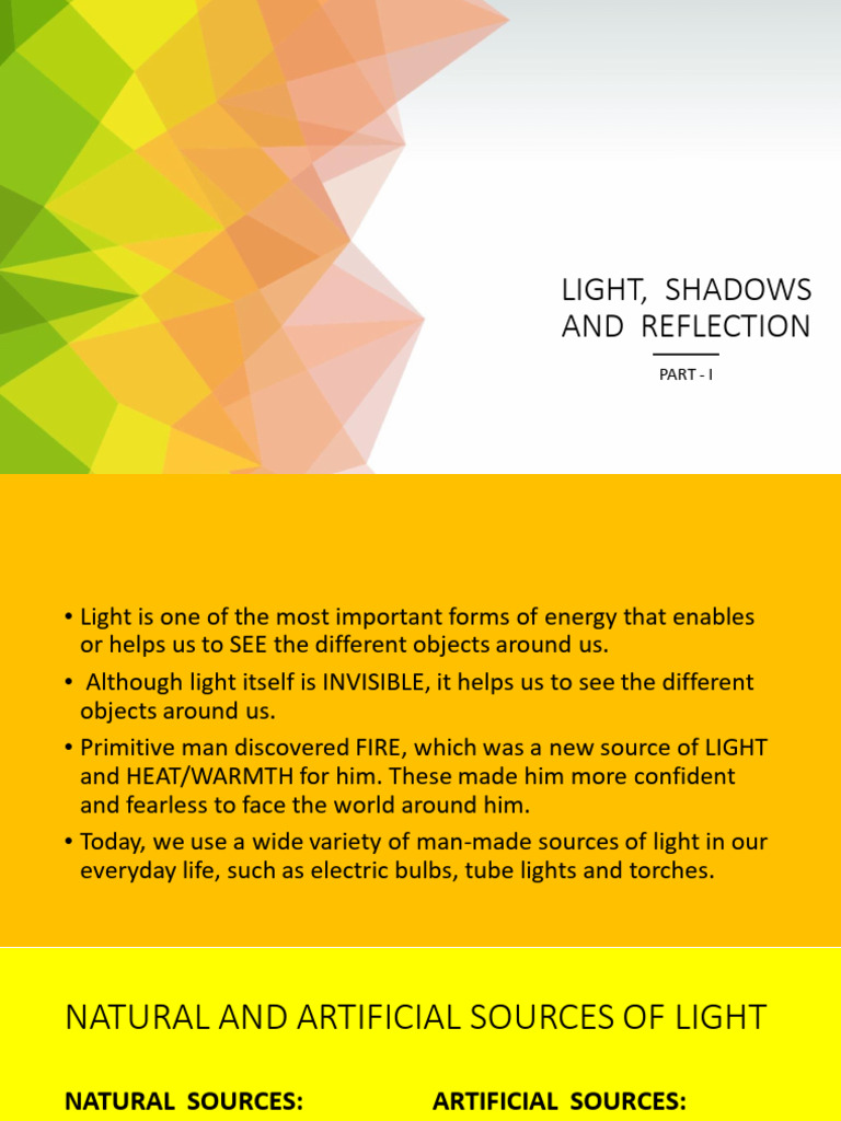 Light, Shadows and Reflection- Part i (3) | PDF | Light | Flashlight