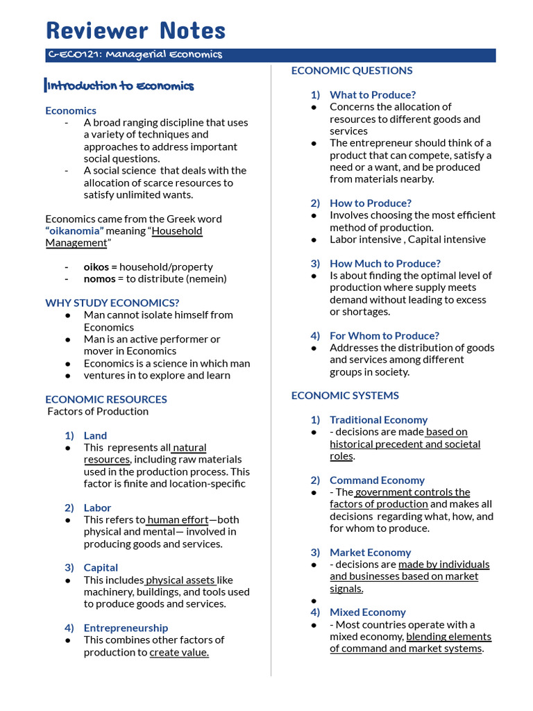 Group 8 Reviewer Notes | PDF | Demand Curve | Supply (Economics)