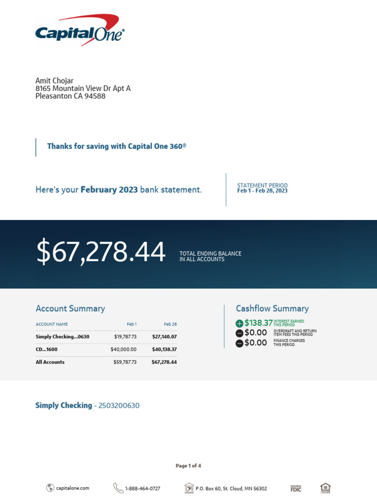 Feb 2023 Bank Statement (1) | PDF | Overdraft | Financial Services