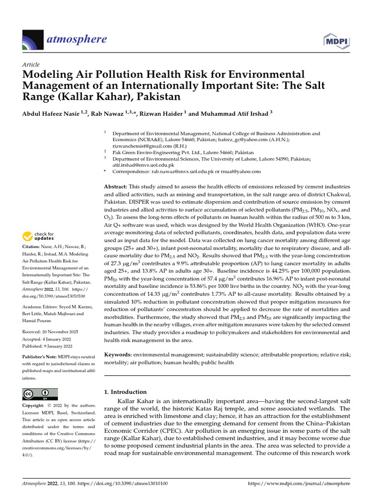 Modeling Air Pollution Health Risk For Environment | PDF | Air ...