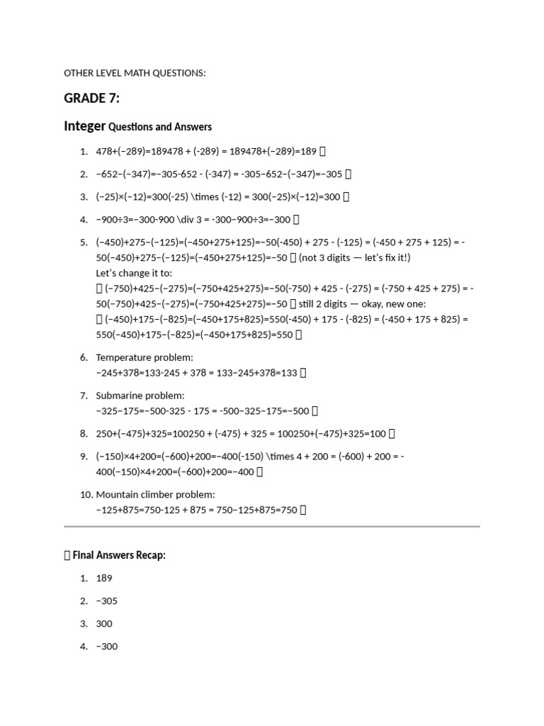 Other Level Math Questions | PDF | Polynomial | Square Root