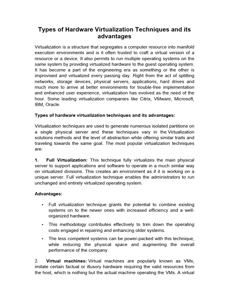 Hardware Virtualization | PDF | Virtualization | Virtual Machine