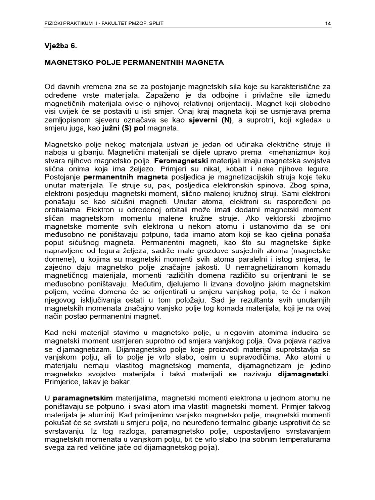 Magnetsko Polje - Zavod Za Fiziku | PDF