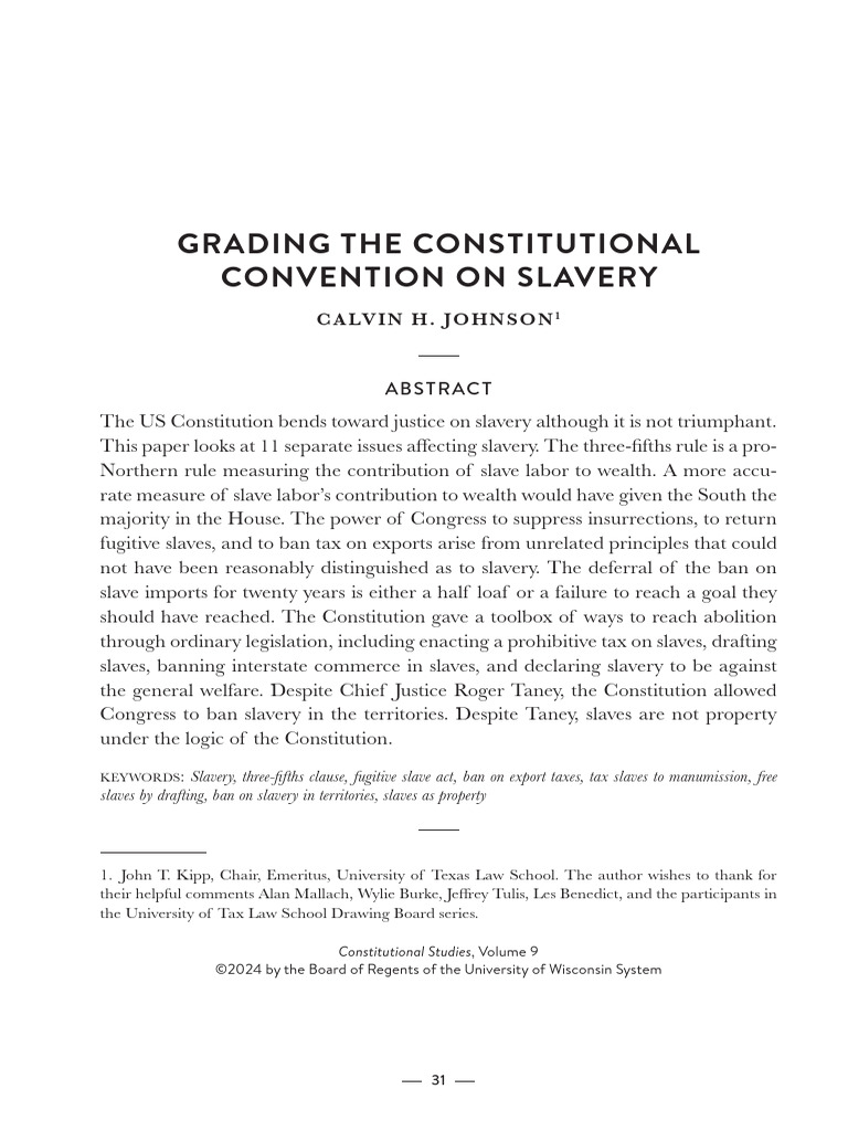 Grading The Constitutional Convention On Slavery | PDF | Constitutional ...