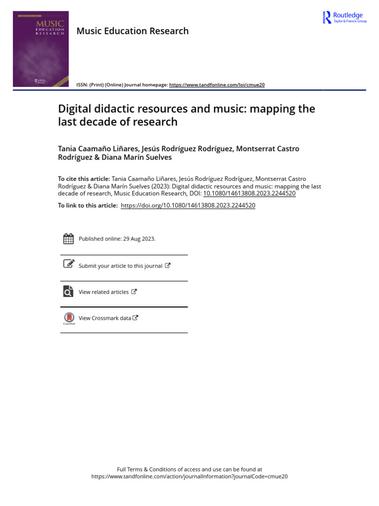 Digital Didactic Resources and Music: Mapping The Last Decade of ...