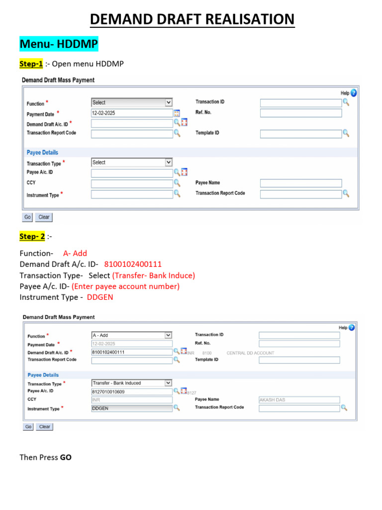 SOP - Demand Draft Realisation | PDF