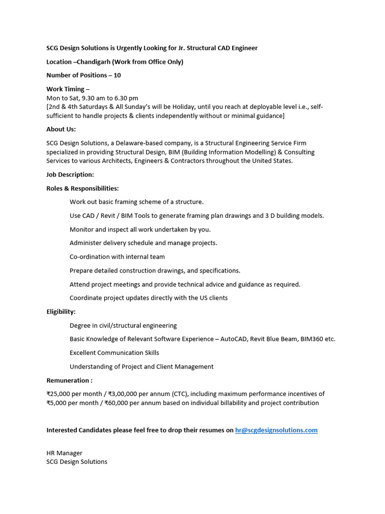 Jr. Structural CAD Engineer - JD | PDF