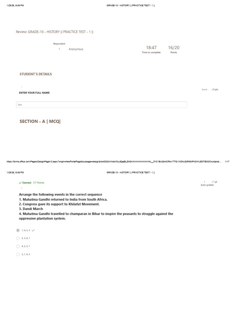 Grade-10 - History - Practice Test - 1 | PDF | Mahatma Gandhi | Indian ...