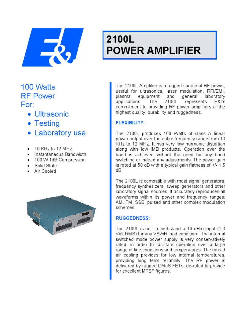 2100L Power Amplifier | PDF | Amplifier | Hertz