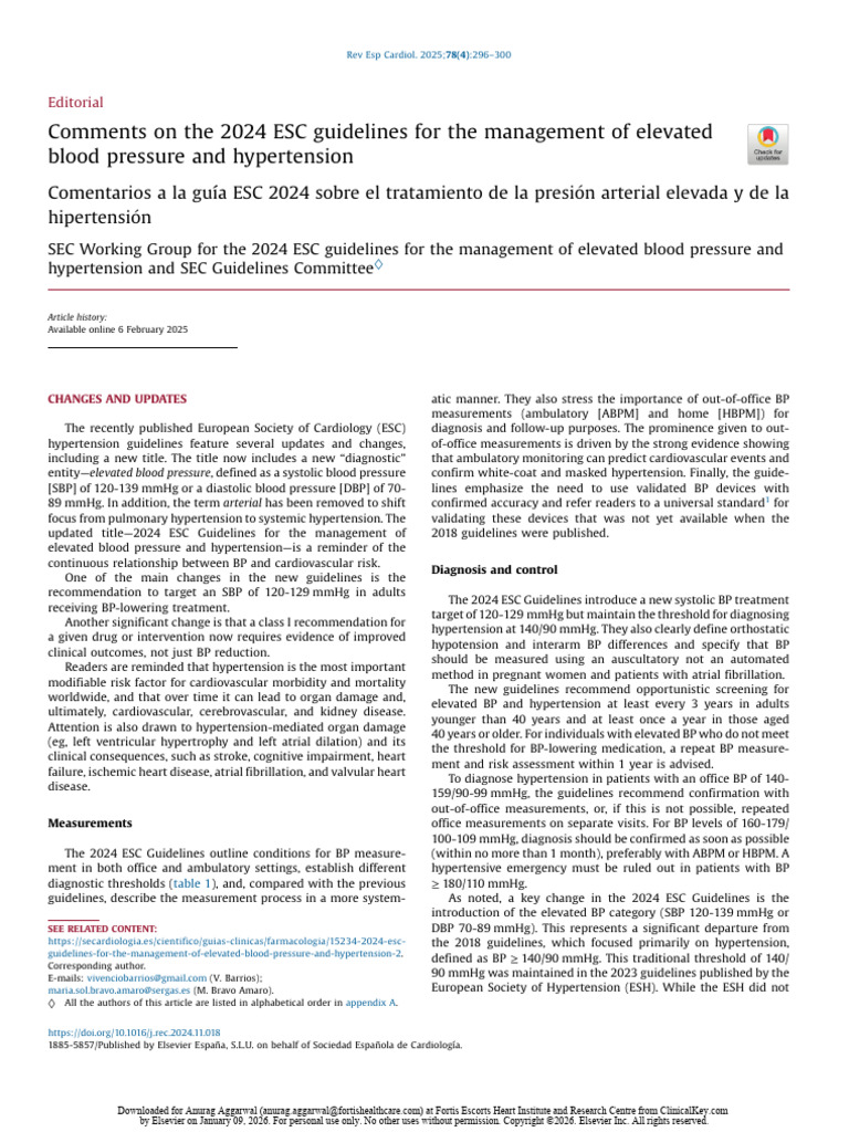 ESC 2024 Hypertensive Guidelines | PDF | Hypertension | Blood Pressure