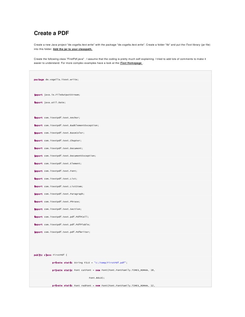 Itext Pdf Portable Document Format Computer Programming