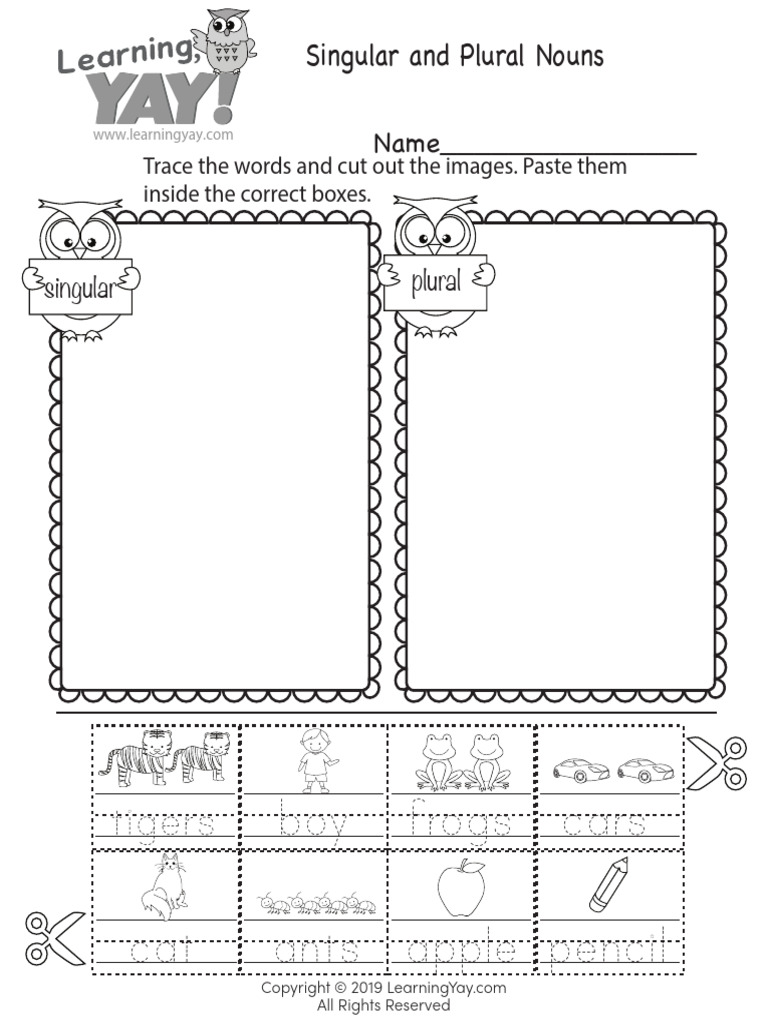PDF First Grade English Worksheets Grammar Nouns Singular Plural Nouns ...