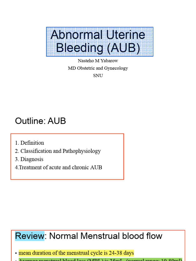 Abnormal Uterine Bleeding (AUB) SNU | PDF | Combined Oral Contraceptive ...