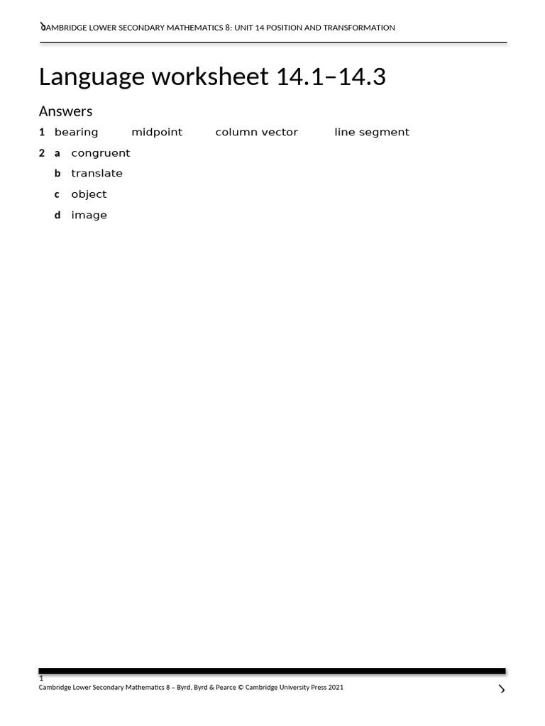 Unit 14 Worksheet 14.1-14.3 Answers | PDF