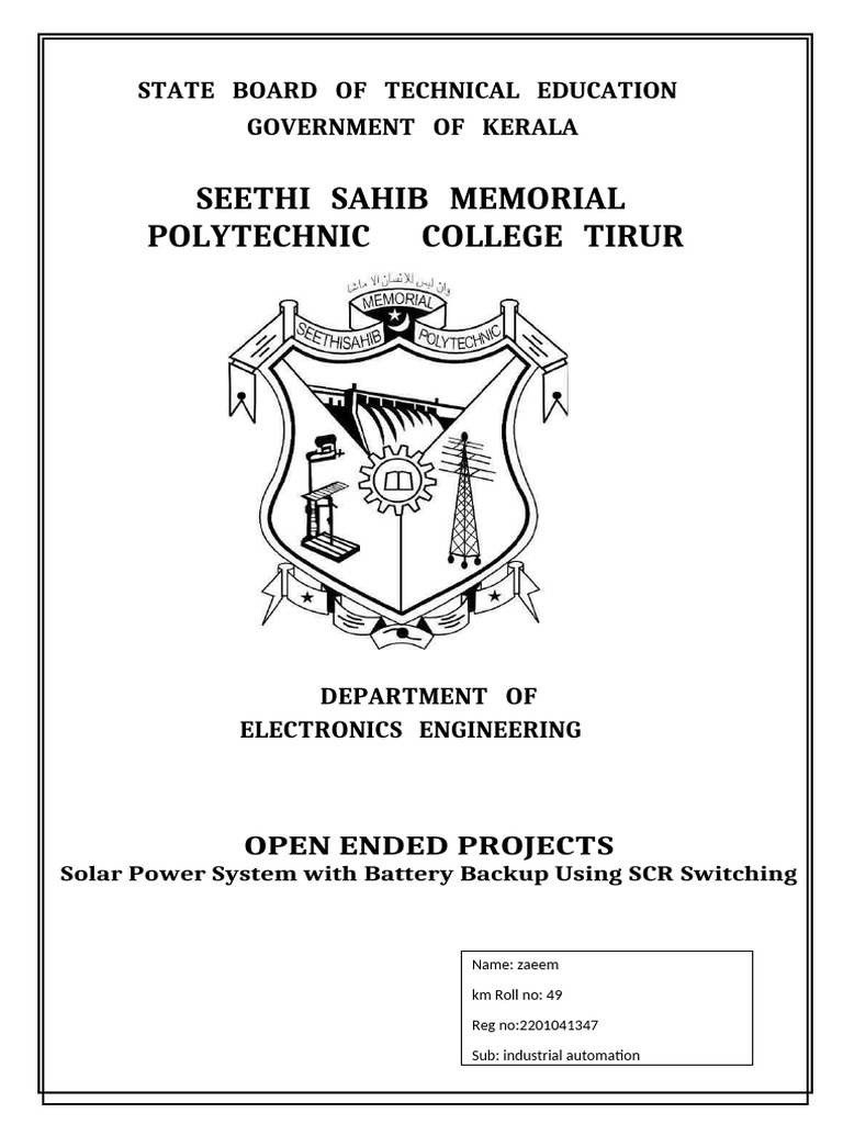 Open Ended Project Front Page | PDF