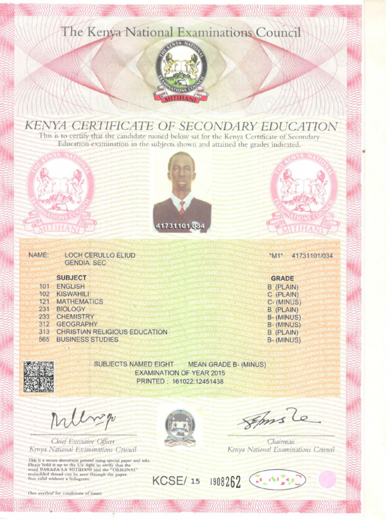 Kcse Certificate | PDF