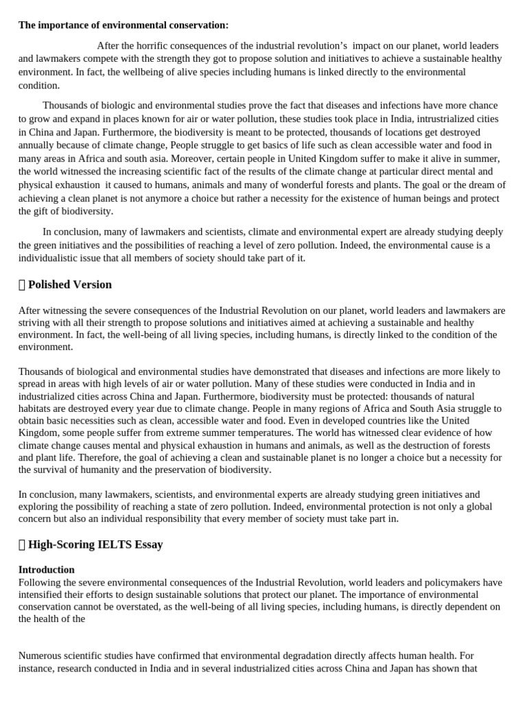 The importance of environmental conservation | PDF | Sustainability ...