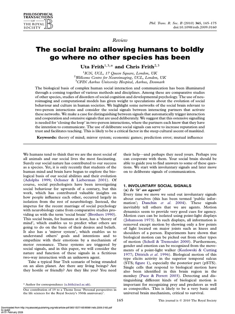 RSTB 2009 0160 | PDF | Theory Of Mind | Intention