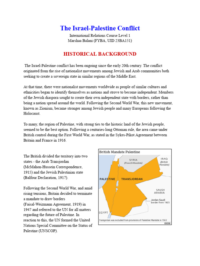 Israel Palestine Conflict_marshaa Balani-1 | PDF | Second Intifada | Israel