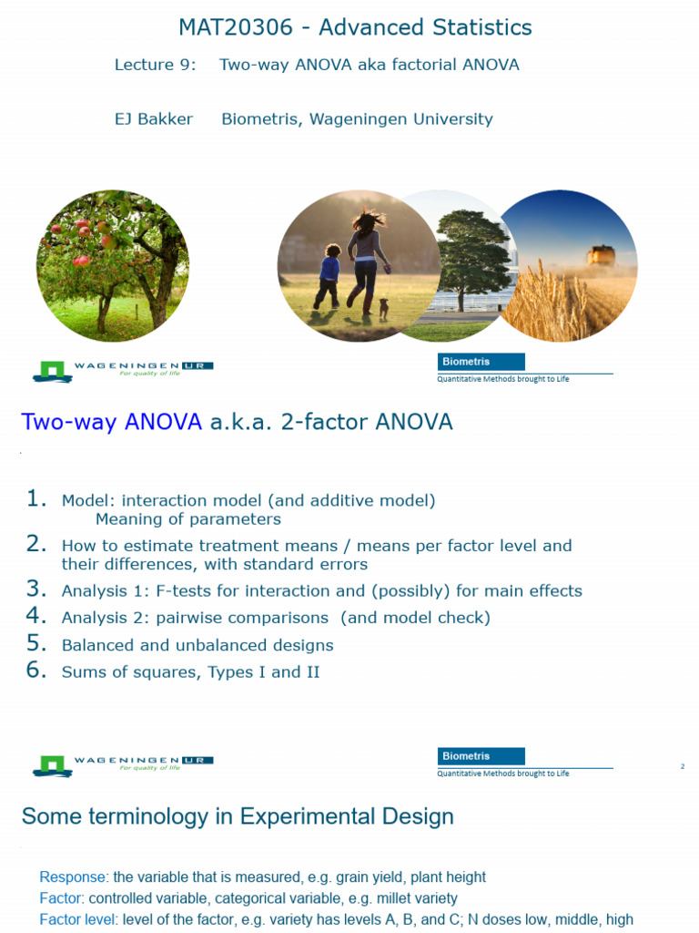 AS Lecture 9 - Two-Way ANOVA | PDF | Analysis Of Variance | Errors And ...