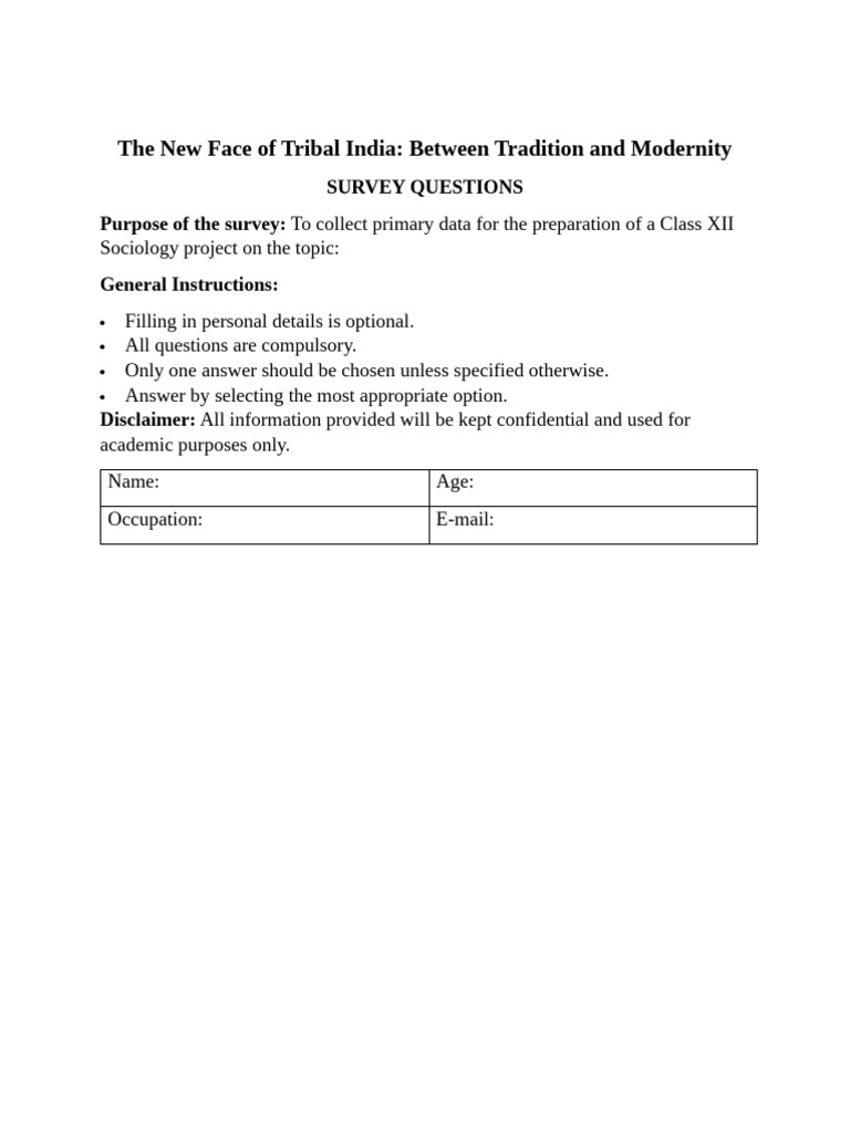 Survey Questions - Format | PDF