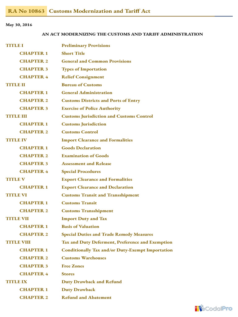 Ra 10863 | PDF | Customs | Cargo