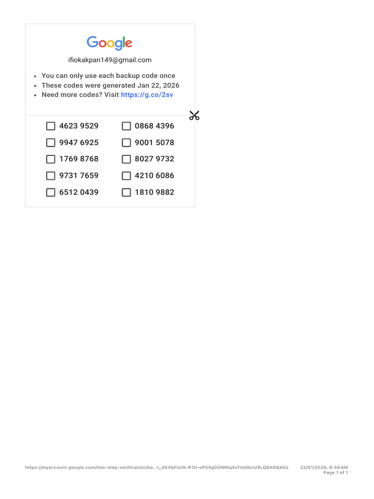 Backup Codes | PDF
