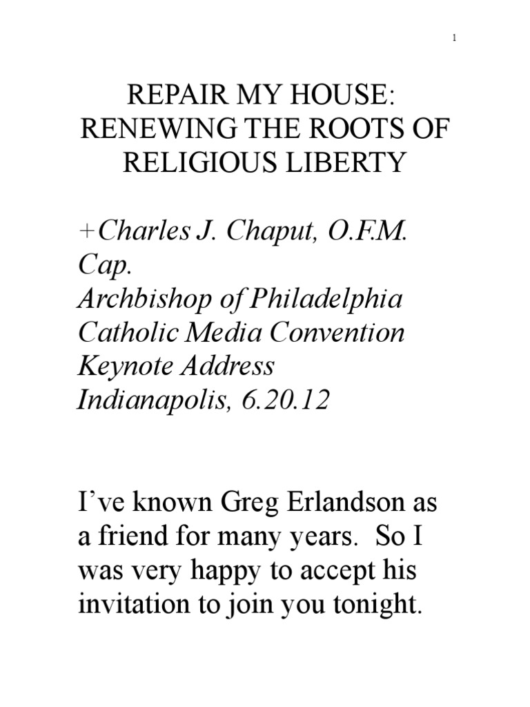 Repair My House: Renewing The Roots of Religious Liberty | PDF ...