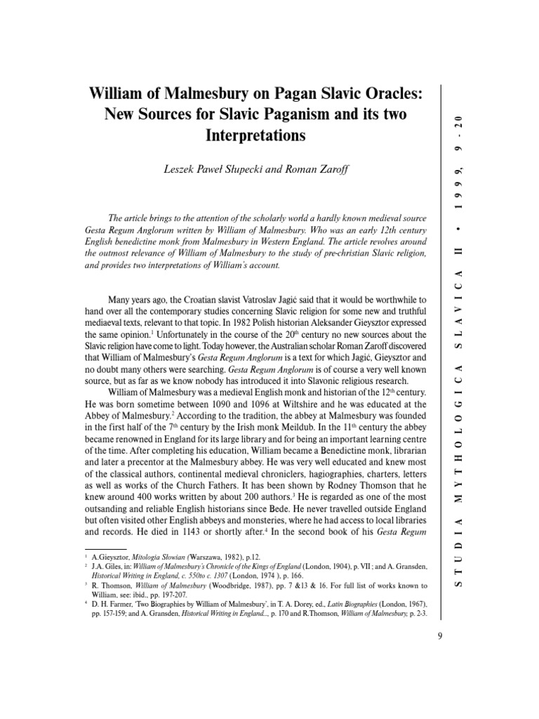 William of Malmesbury on Pagan Slavic Or | PDF