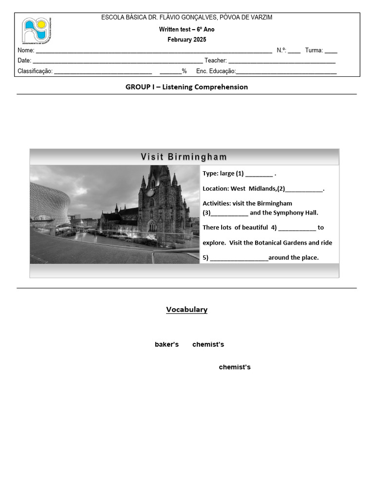 English Test - 6th Grade March | PDF