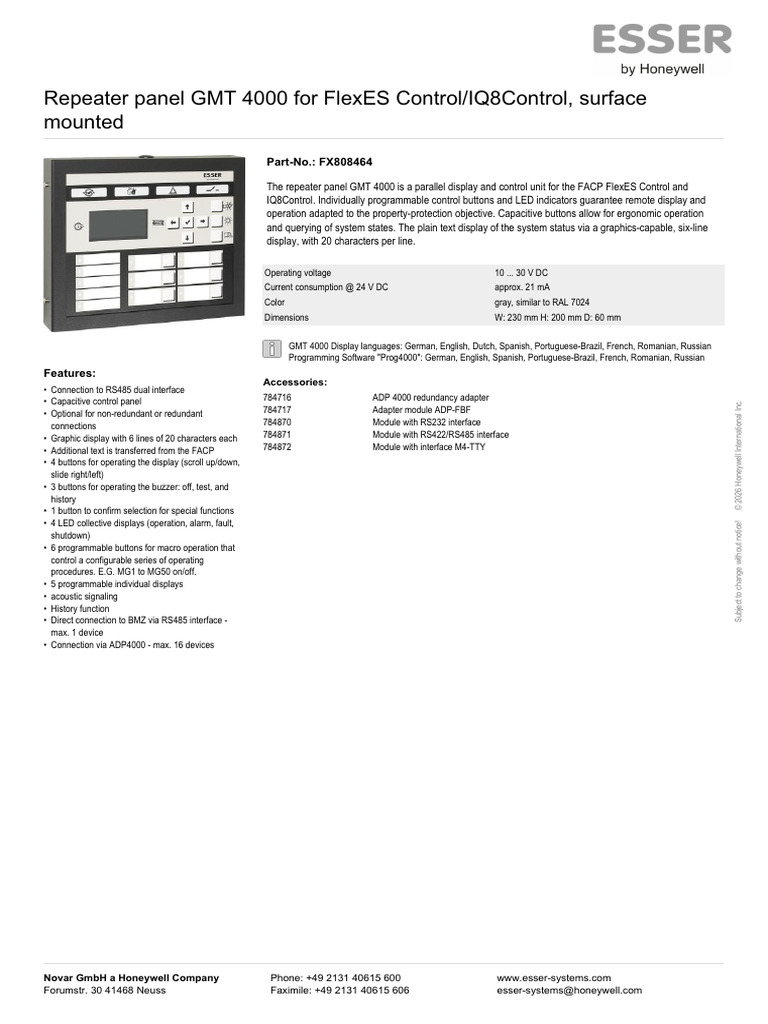 FX808464 - Repeater Panel GMT 4000 for FlexES ControlIQ8Control Surface ...