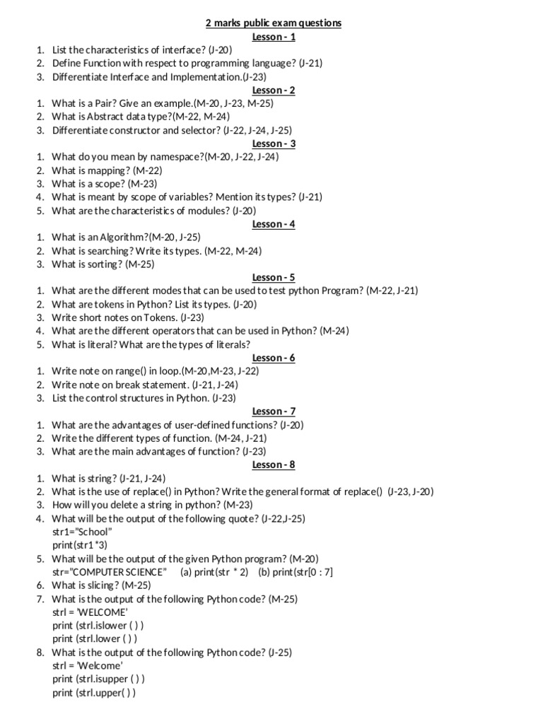 2 Marks Public Questions Xii Cs | PDF | Databases | Sql