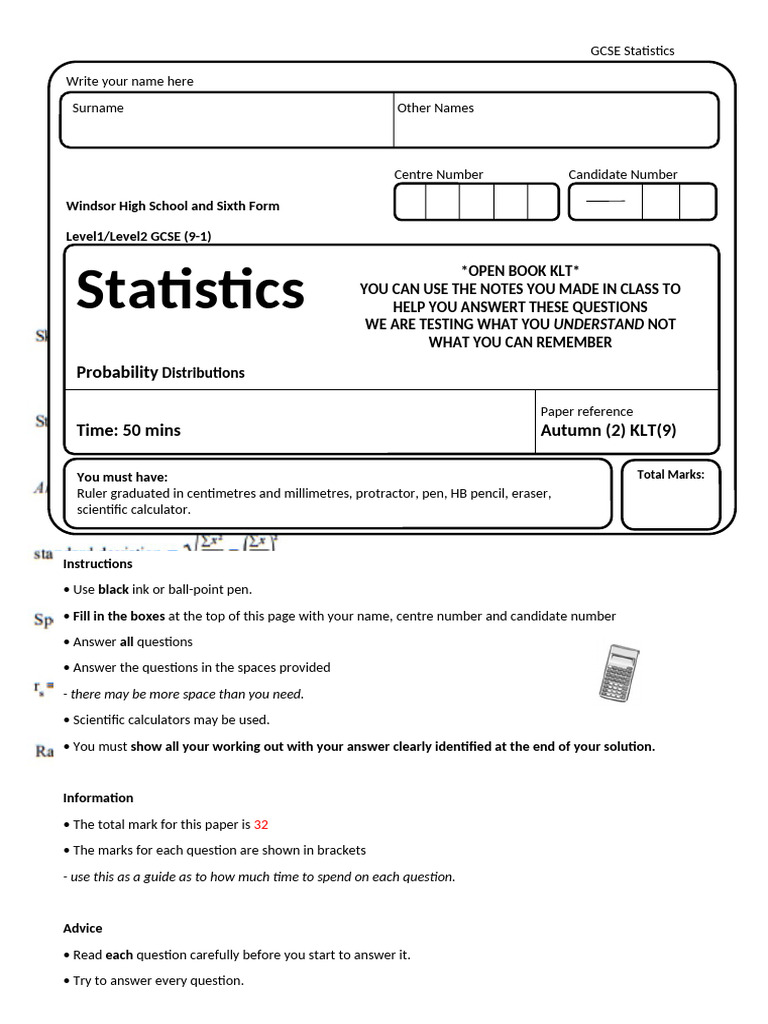 Probability Distributions Assessment | PDF | Statistics | Probability ...