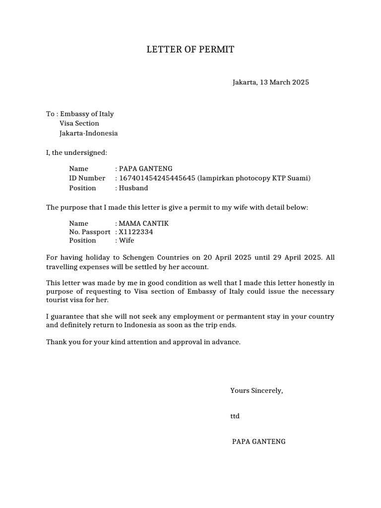 Letter of Permit | PDF