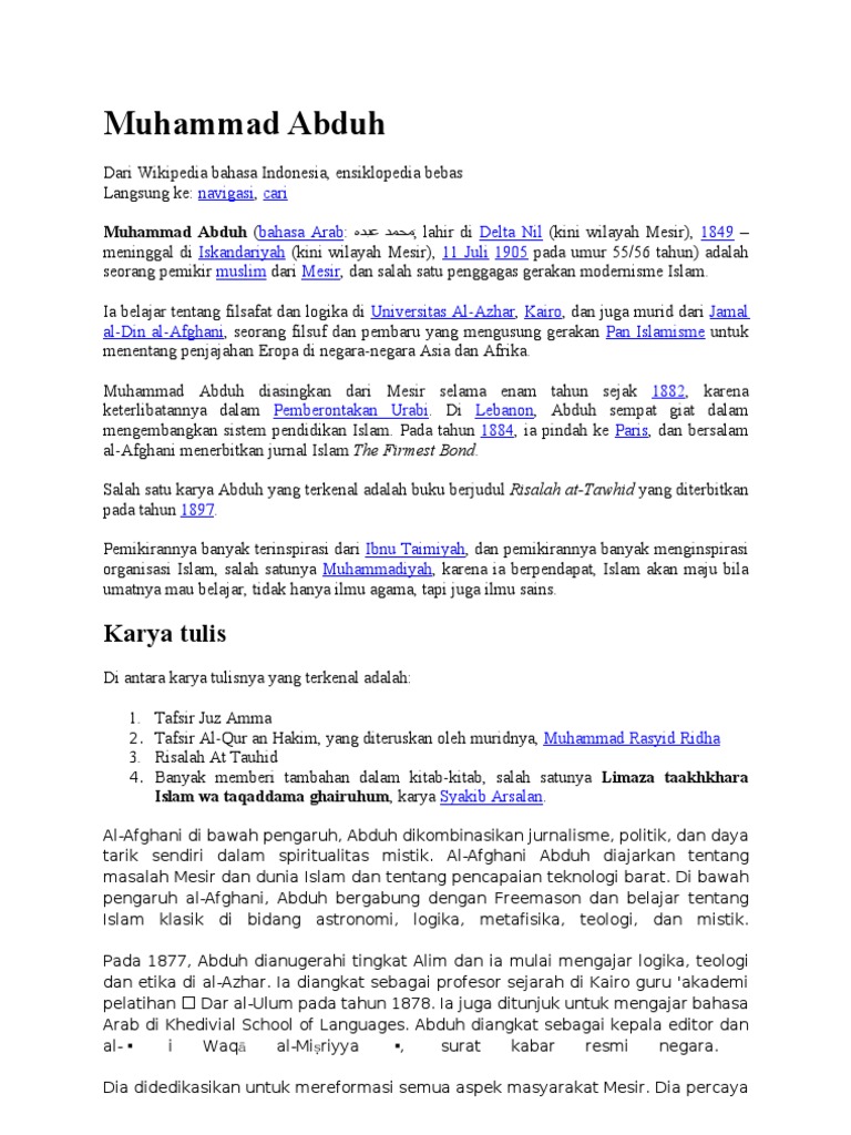 Biografi Muhammad Abduh | PDF