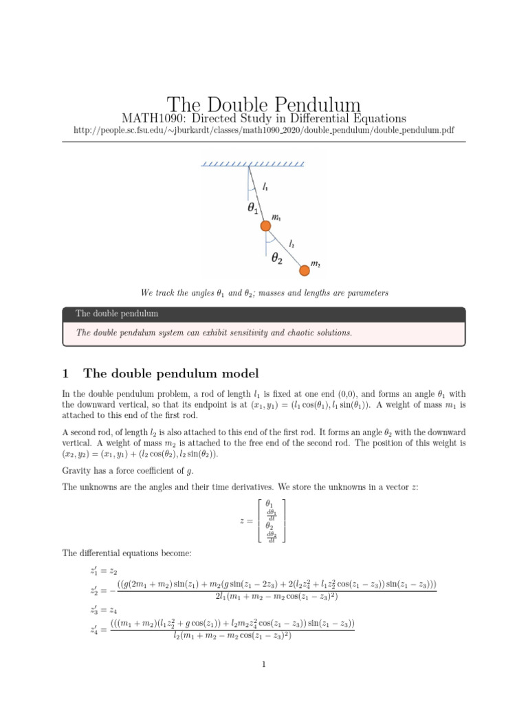 Double Pendulum | PDF | Perturbation Theory | Pendulum