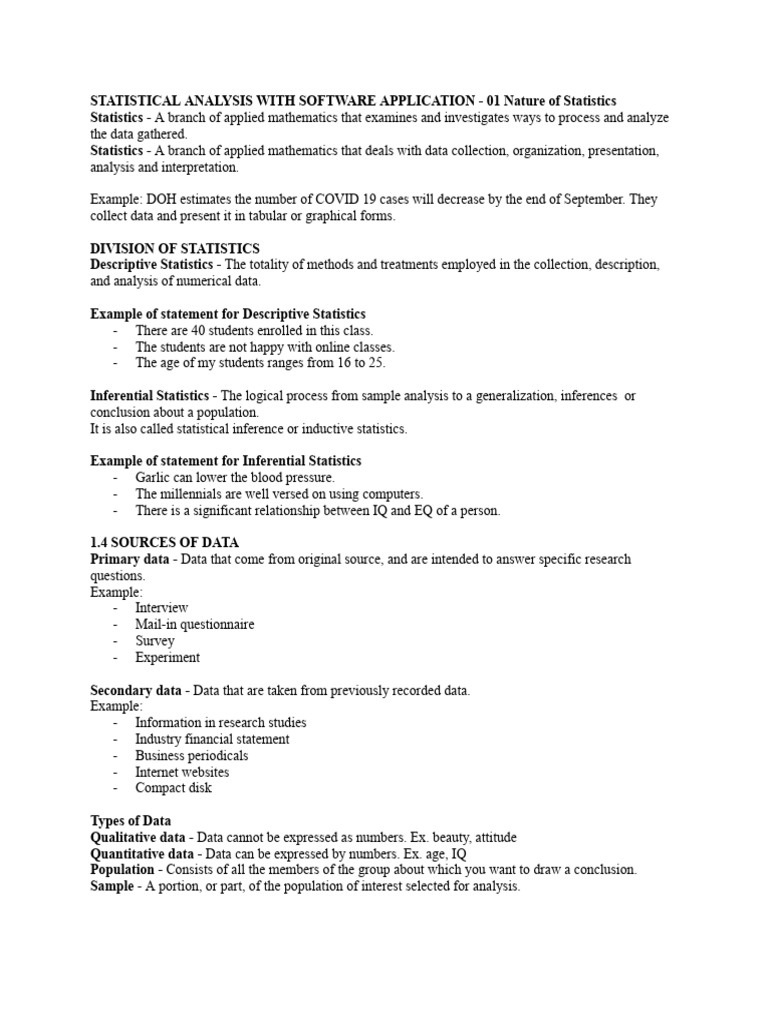 Statistical Analysis With Software Application - 01 Nature of ...
