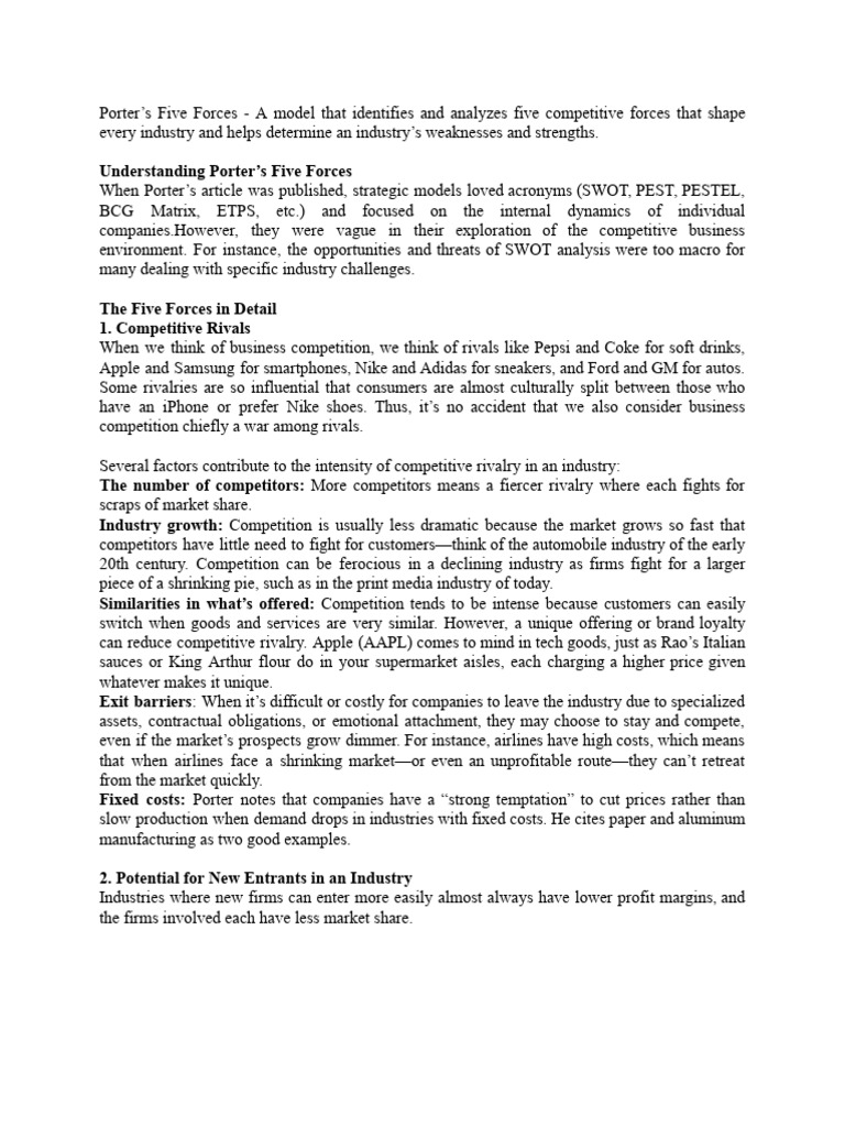 Strategic Management - Porter’s Five Forces | PDF | Supply Chain | Swot ...
