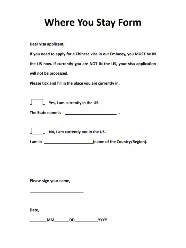 Where You Stay Form | PDF
