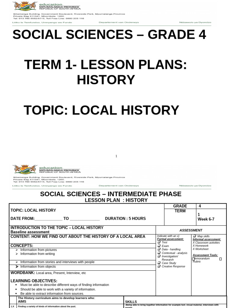 Grade 4 History Ss Updated Lesson Plans 2026 | PDF | Lesson Plan ...