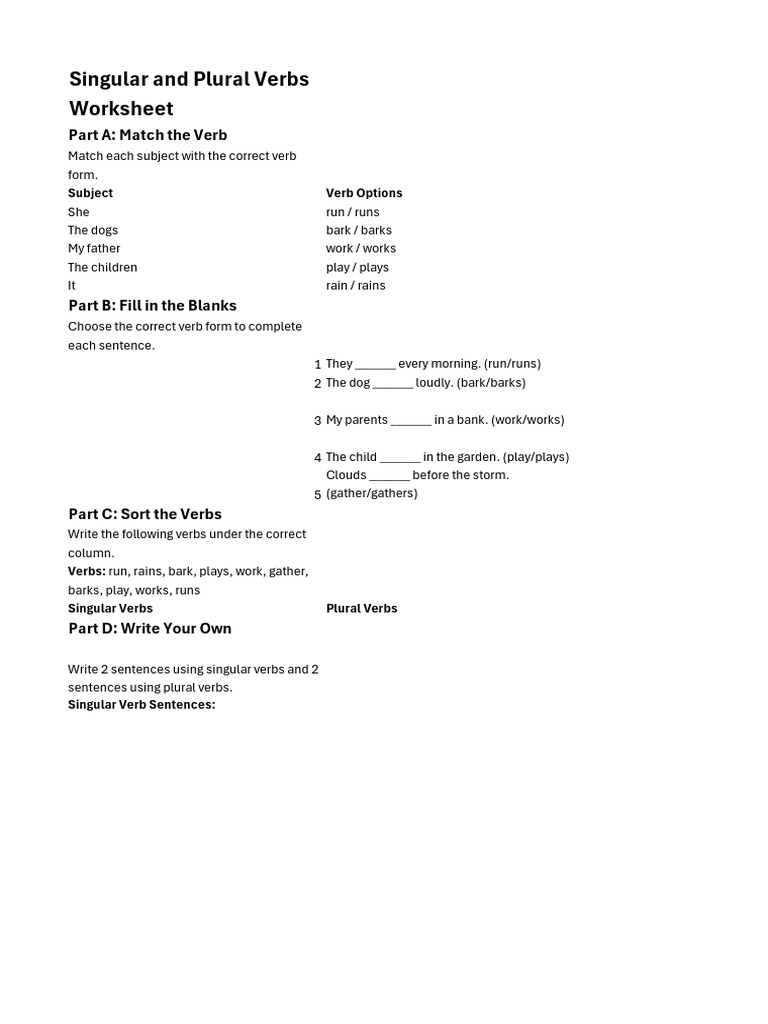 Singular and Plural Verb | PDF