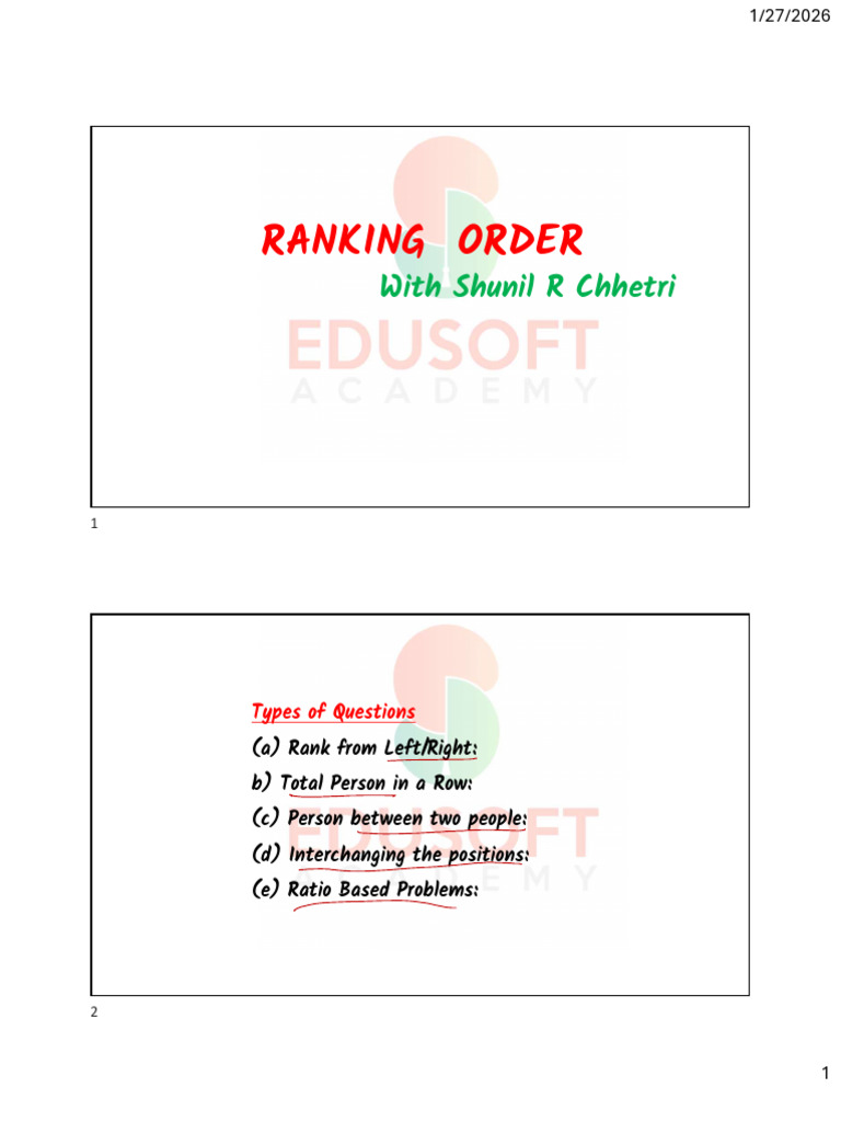 Ranking Order Sitting Arrangement Head and Legs | PDF