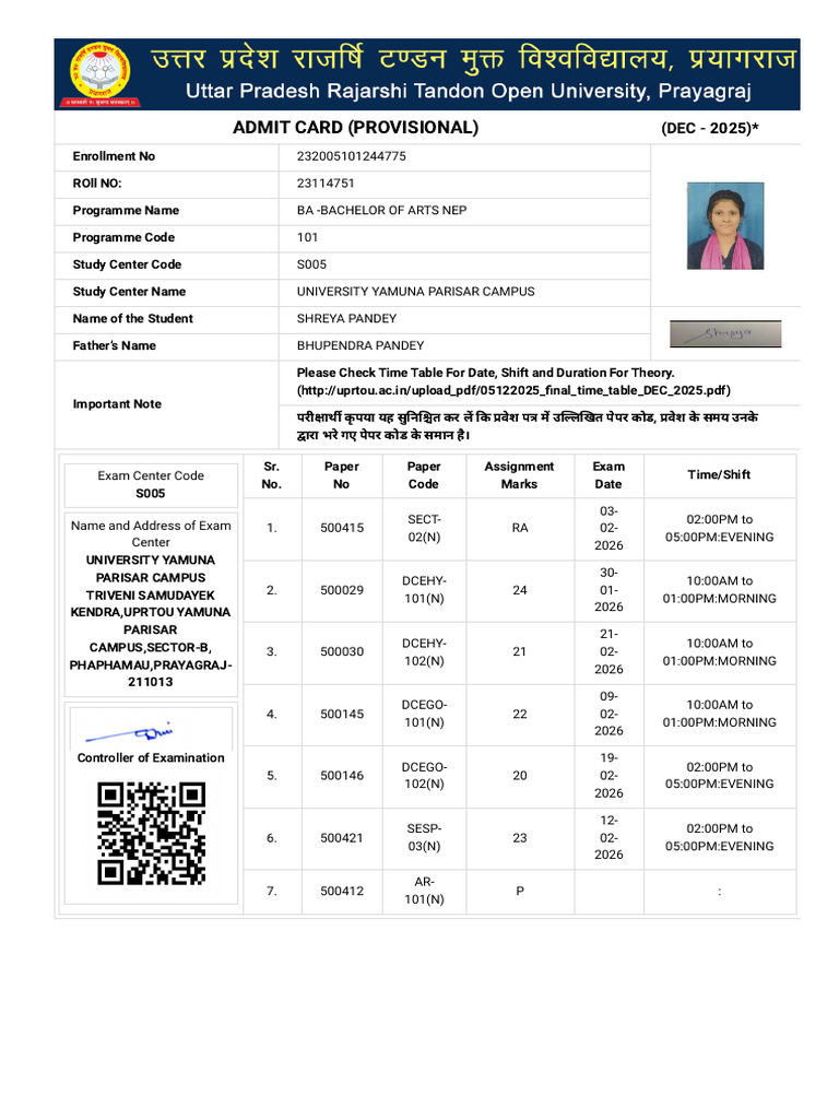 Admit Card | PDF